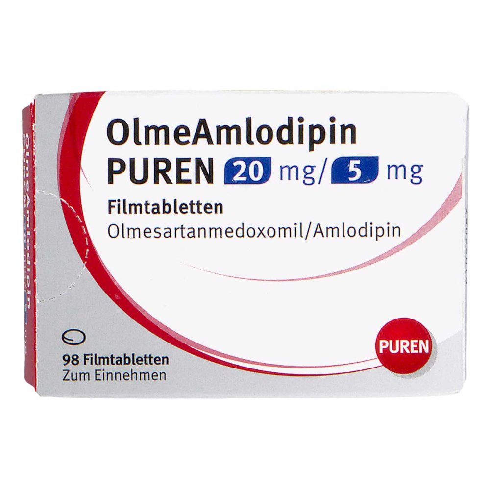 Olmeamlodipin Puren 20 Mg/5 Mg Filmtabletten 98 stk