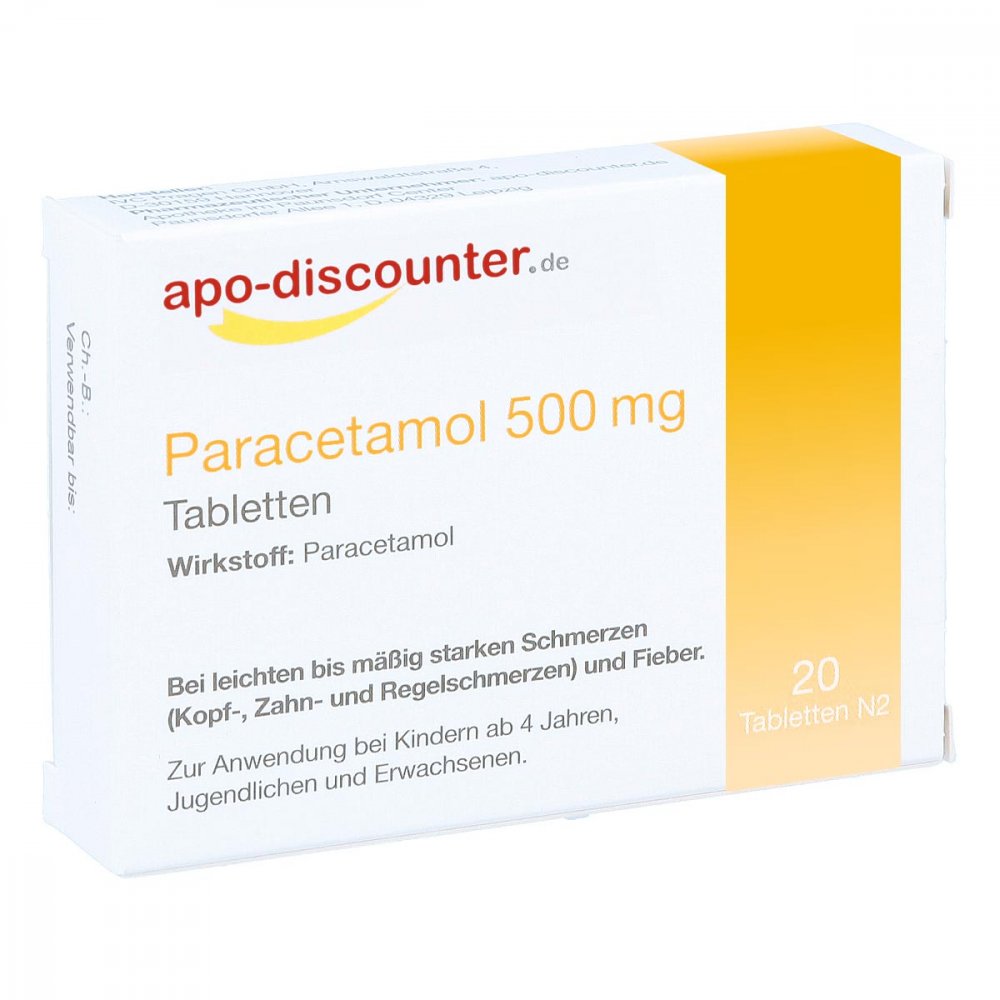 Paracetamol 500 mg Schmerztabletten von apo-discounter 20 stk