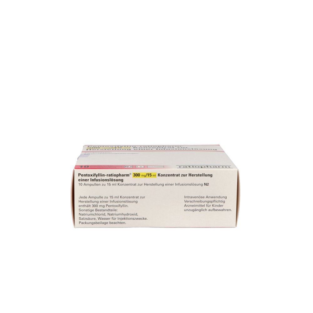Pentoxifyllin-ratiopharm 300 Mg/15 Ml K.z.h.inf.l. 10X15 ml