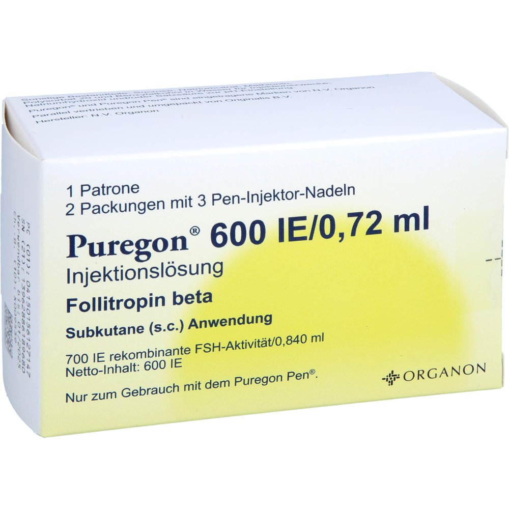 Puregon 600 I.e./0,72 ml Injekt.-lsg.i.pat.+6 Nad. 1 stk