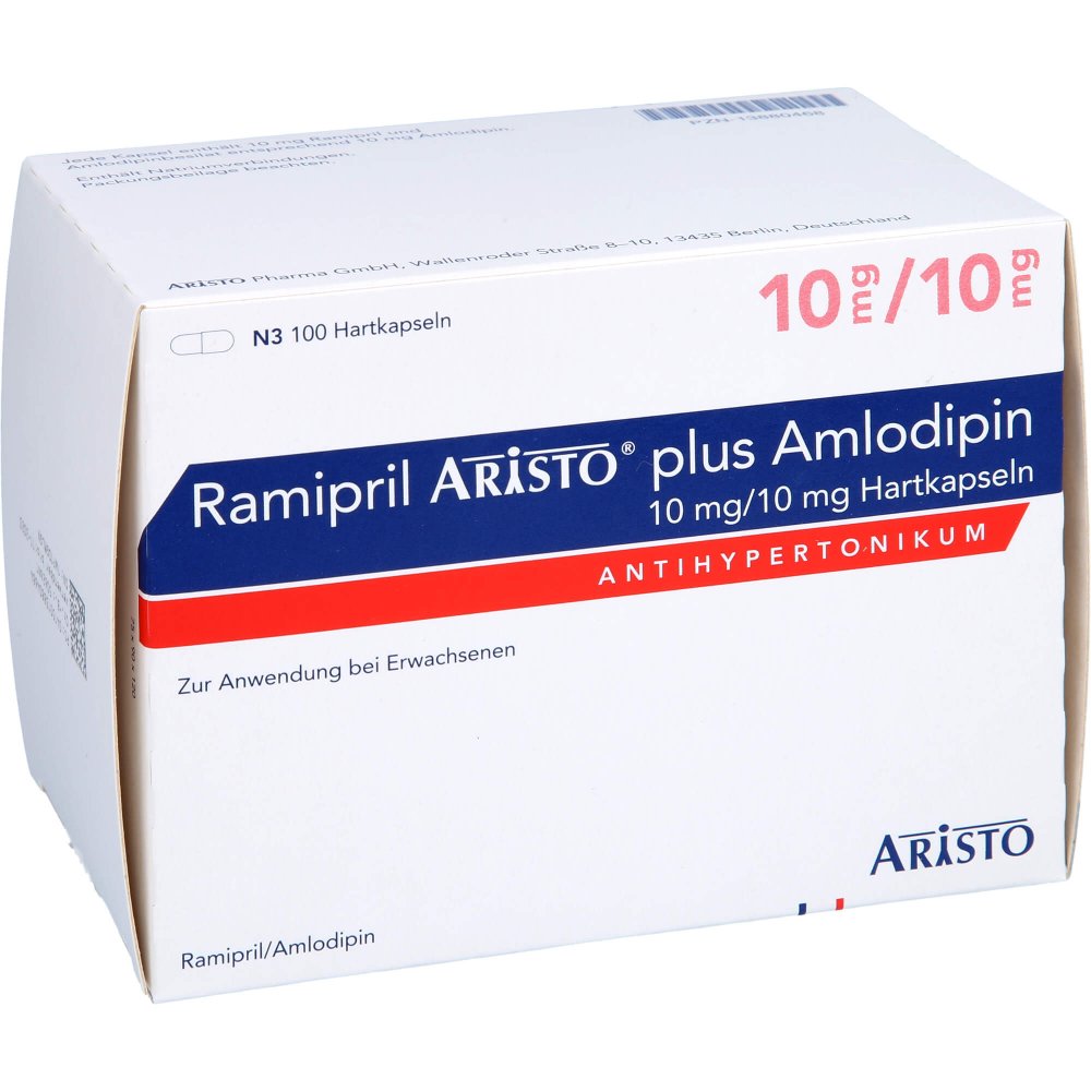 Ramipril Aristo plus Amlodipin 10 mg/10 mg Hartkps 100 stk