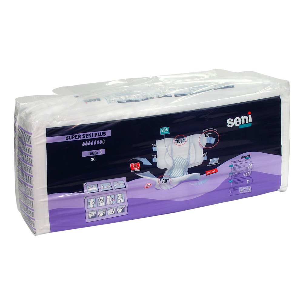 Super Seni Größe 3 large plus Windeln Nacht für Erwach. 30 stk