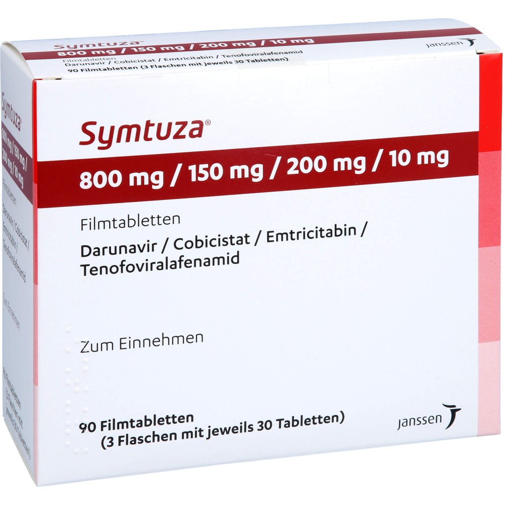Symtuza 800 mg/150 mg/200 mg/10 mg Filmtabletten 90 stk