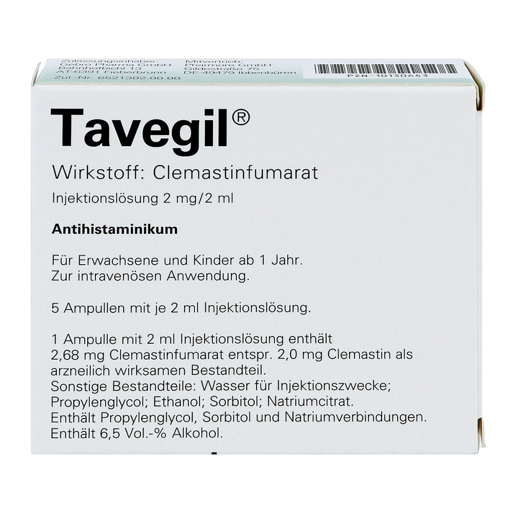 Tavegil Injektionslösung 2 mg/2 ml Ampullen 5X2 ml