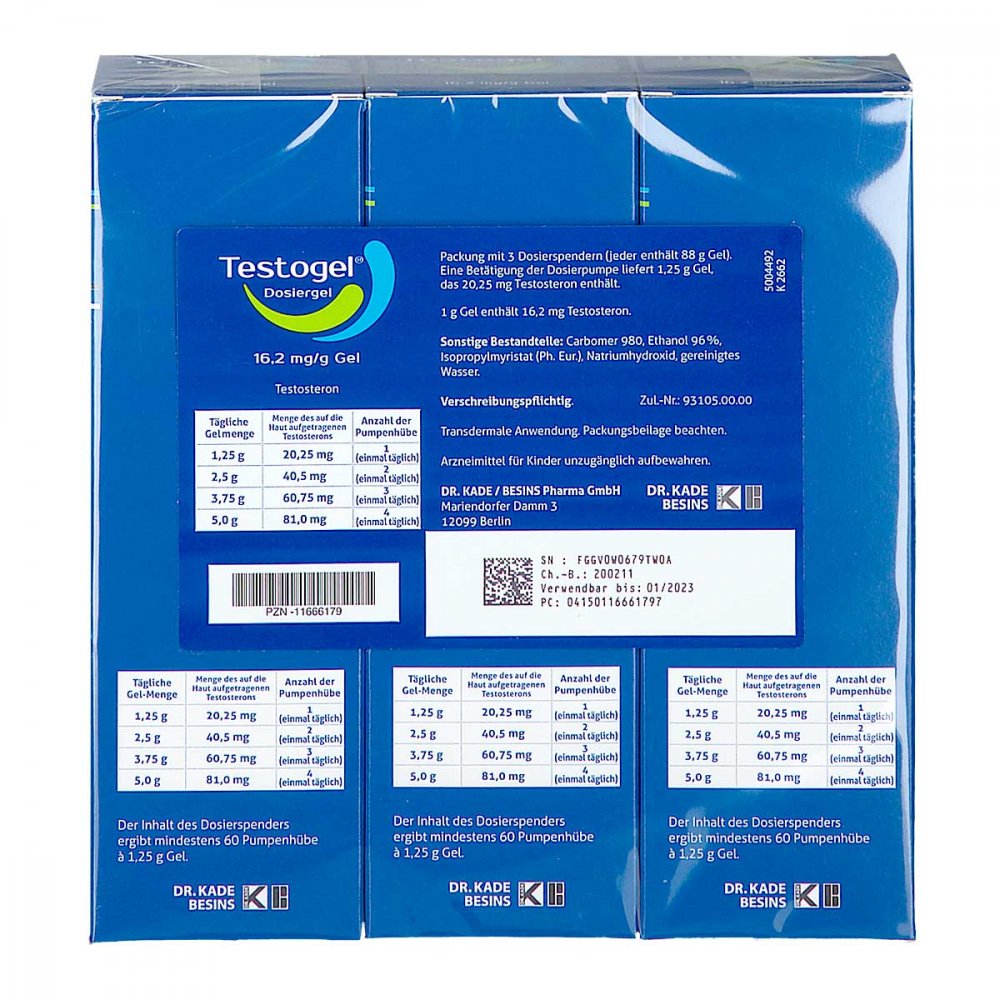Testogel Dosiergel 16,2 mg/g Gel 3X88 g günstig bei apo.com