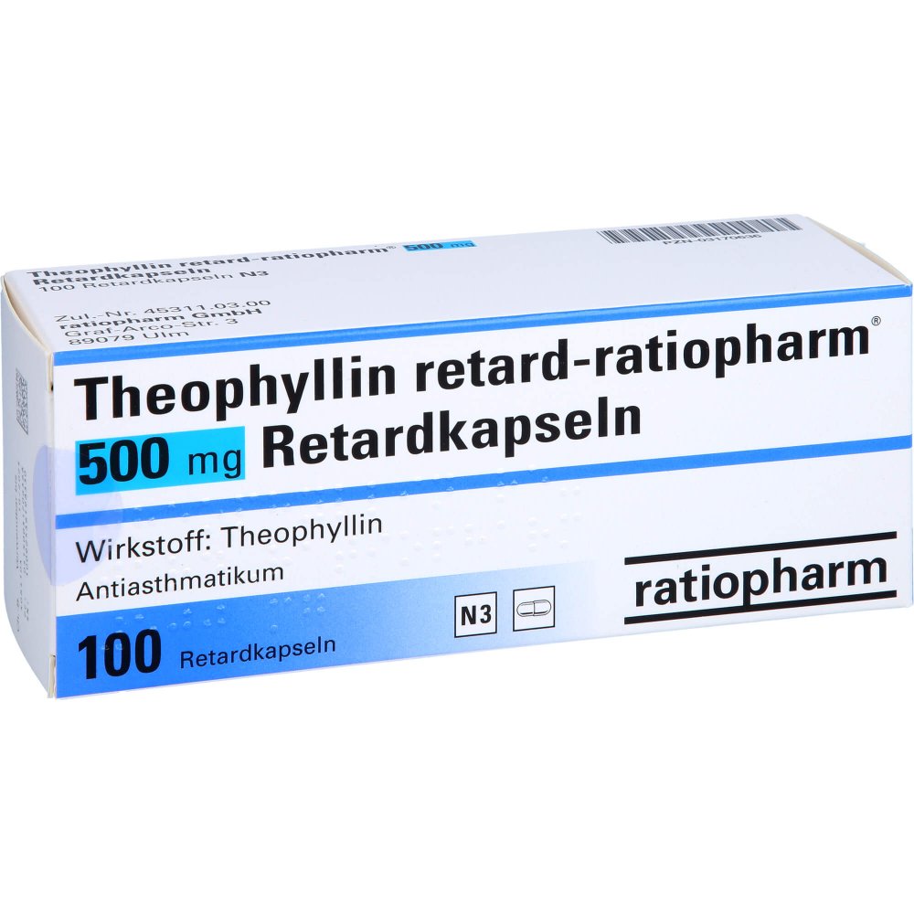 Theophyllin retard-ratiopharm 500 mg Retardkapseln 100 stk