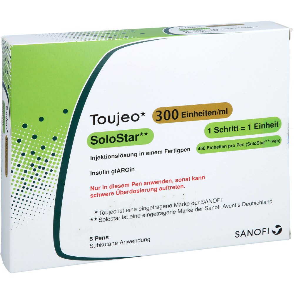 Toujeo 300 E/ml Solostar iniecto -lsg.i.e.fertigpen 5X1.5 ml