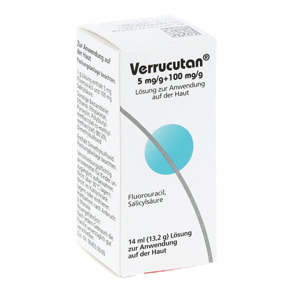 Verrucutan 5 mg/g + 100 mg/g Lösung zur, zum anw.auf d.Haut 14 ml