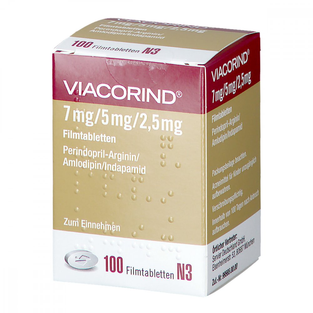 Viacorind 7 mg/5 mg/2,5 mg Filmtabletten 100 stk